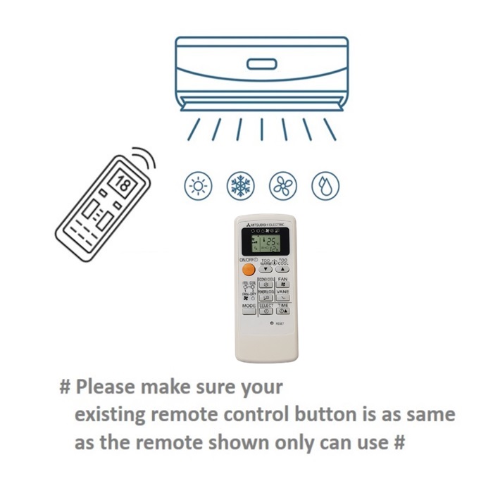 Buy Mitsubishi Aircond Remote Control Replacement MP04B MP02B KFR-36G/H MSH-CB12VD KF-23G (Black ...